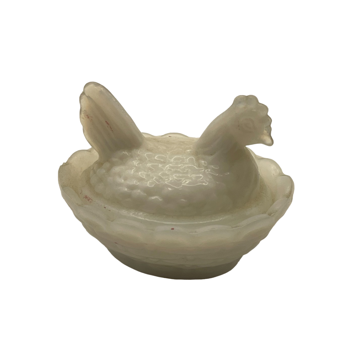 Vintage Miniature Nesting Hen 2.5x2” Milk Glass