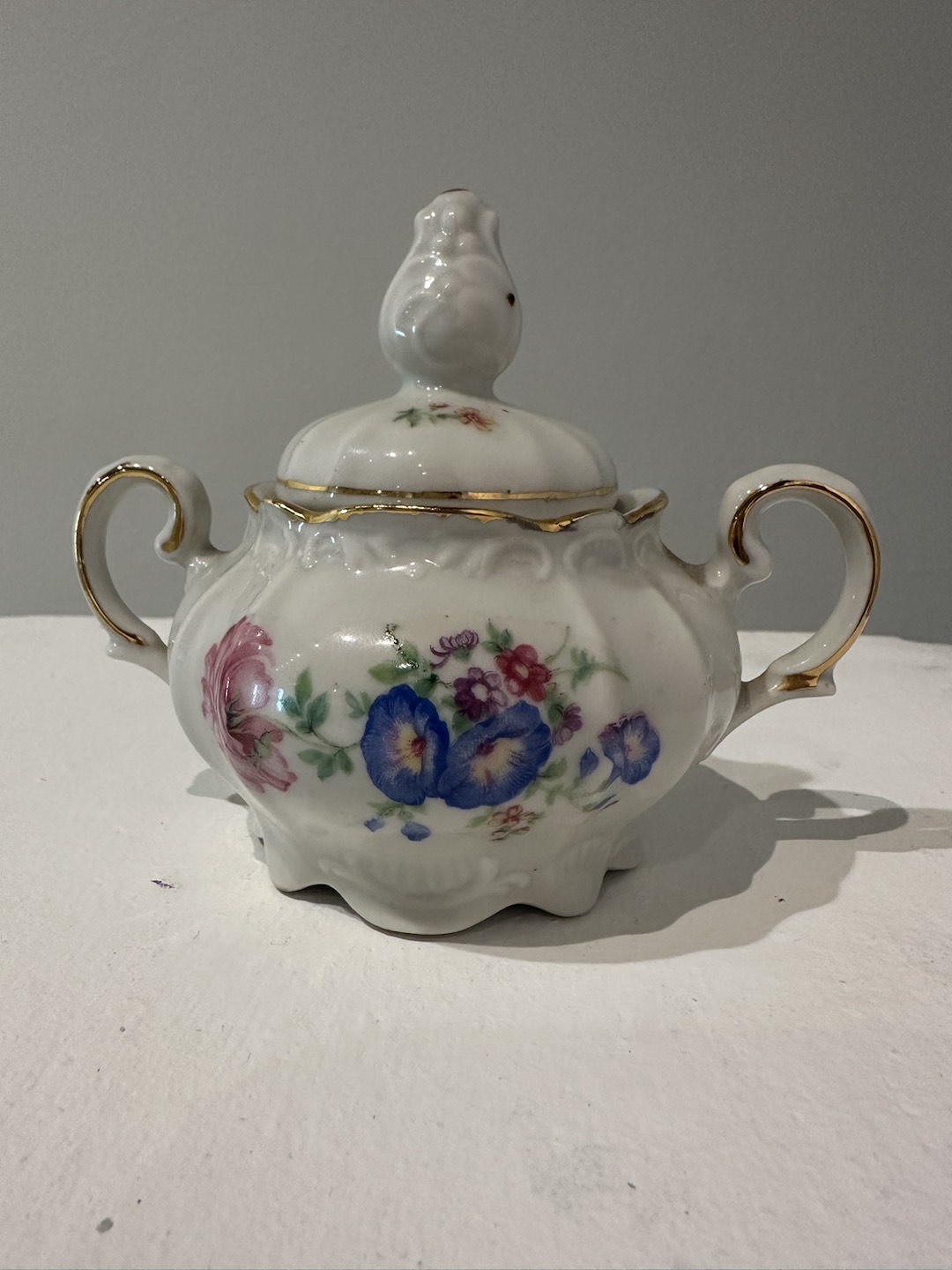 Vintage Meissen Porcelain Sugar Bowl With Lid