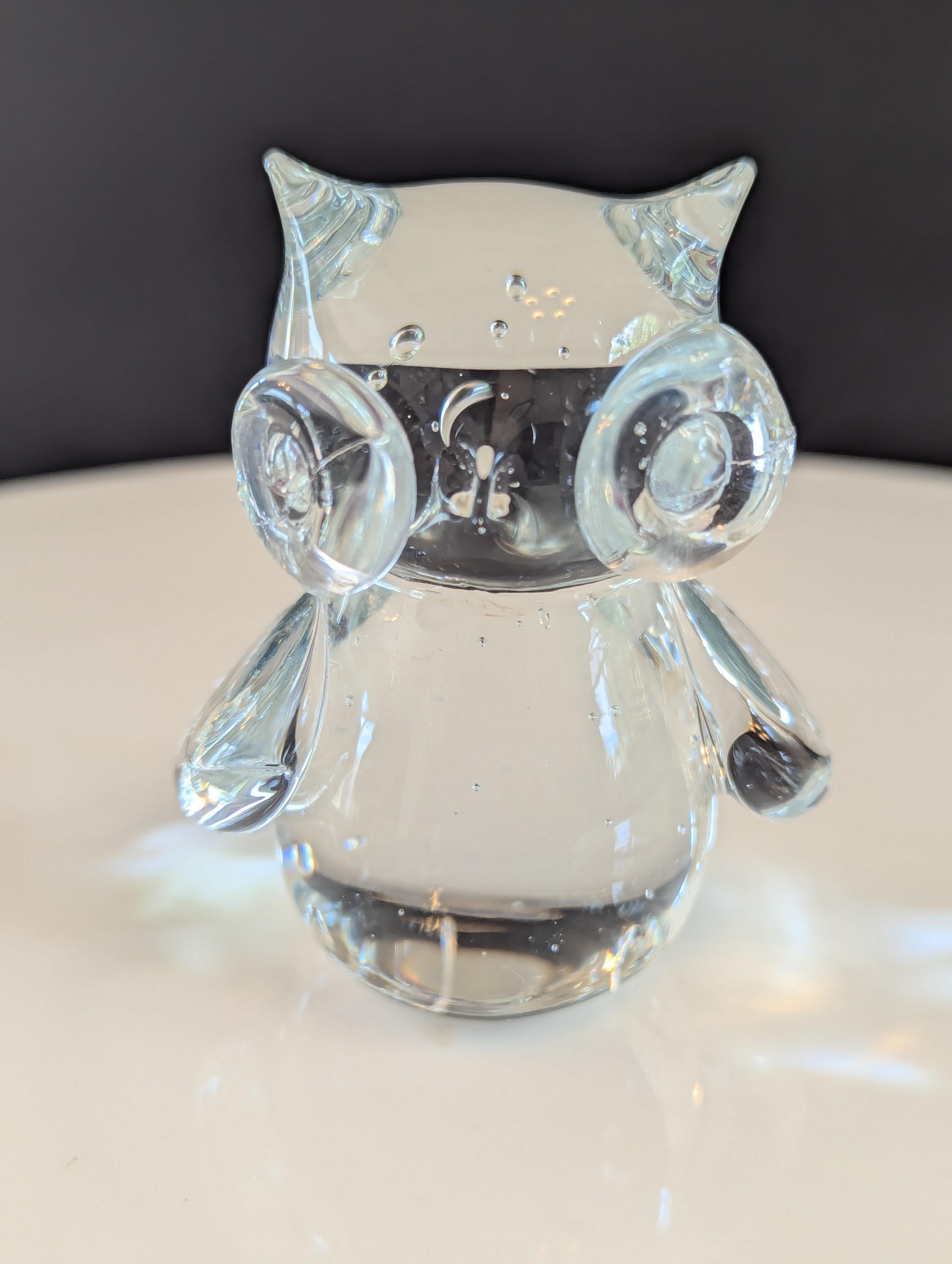 Charming Clear Glass Owl Figurine