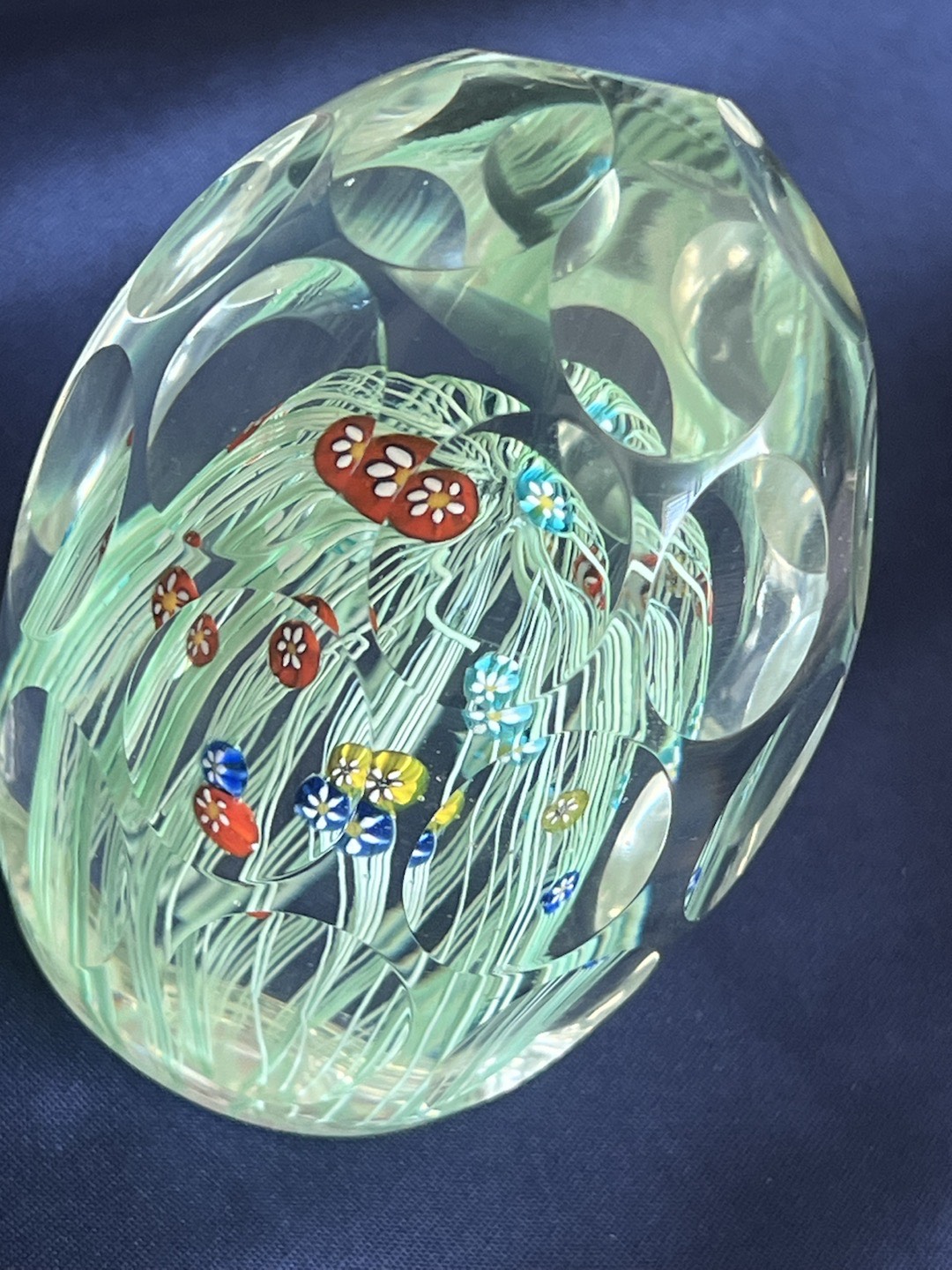 #23 Paperweight Faceted With Millefiori. Amazing