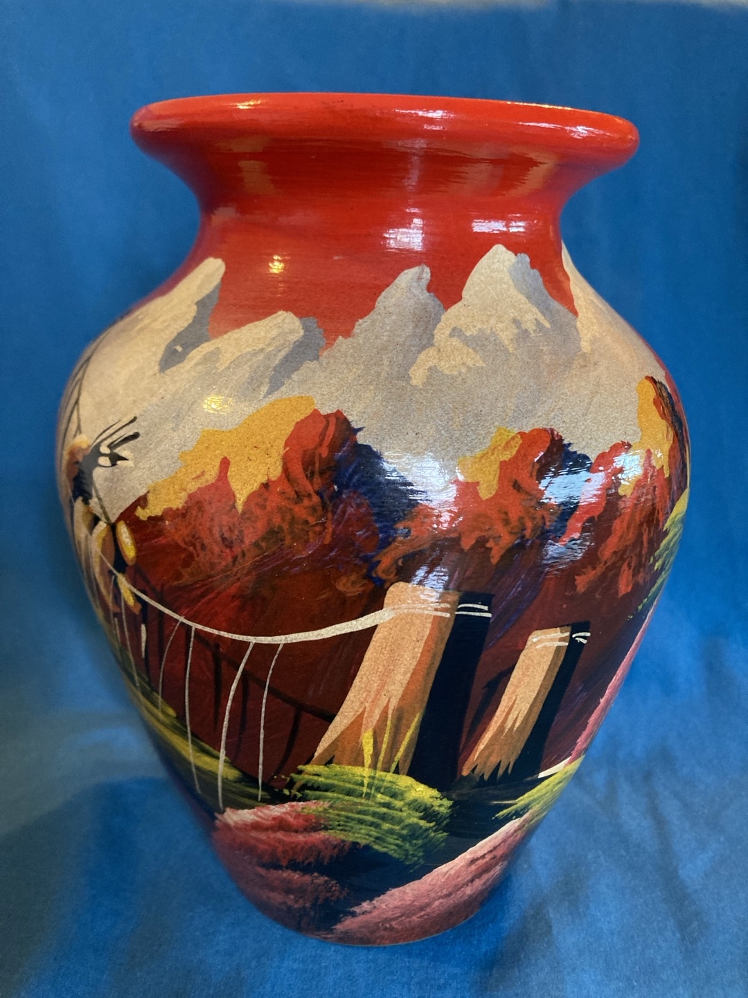 16. VTG Hand Painted Pottery Vase Peru