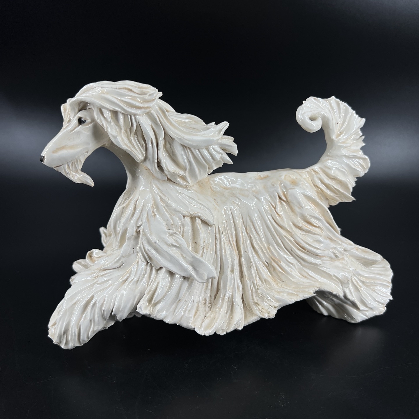 Studio Pottery White Afghan Hound Figurine