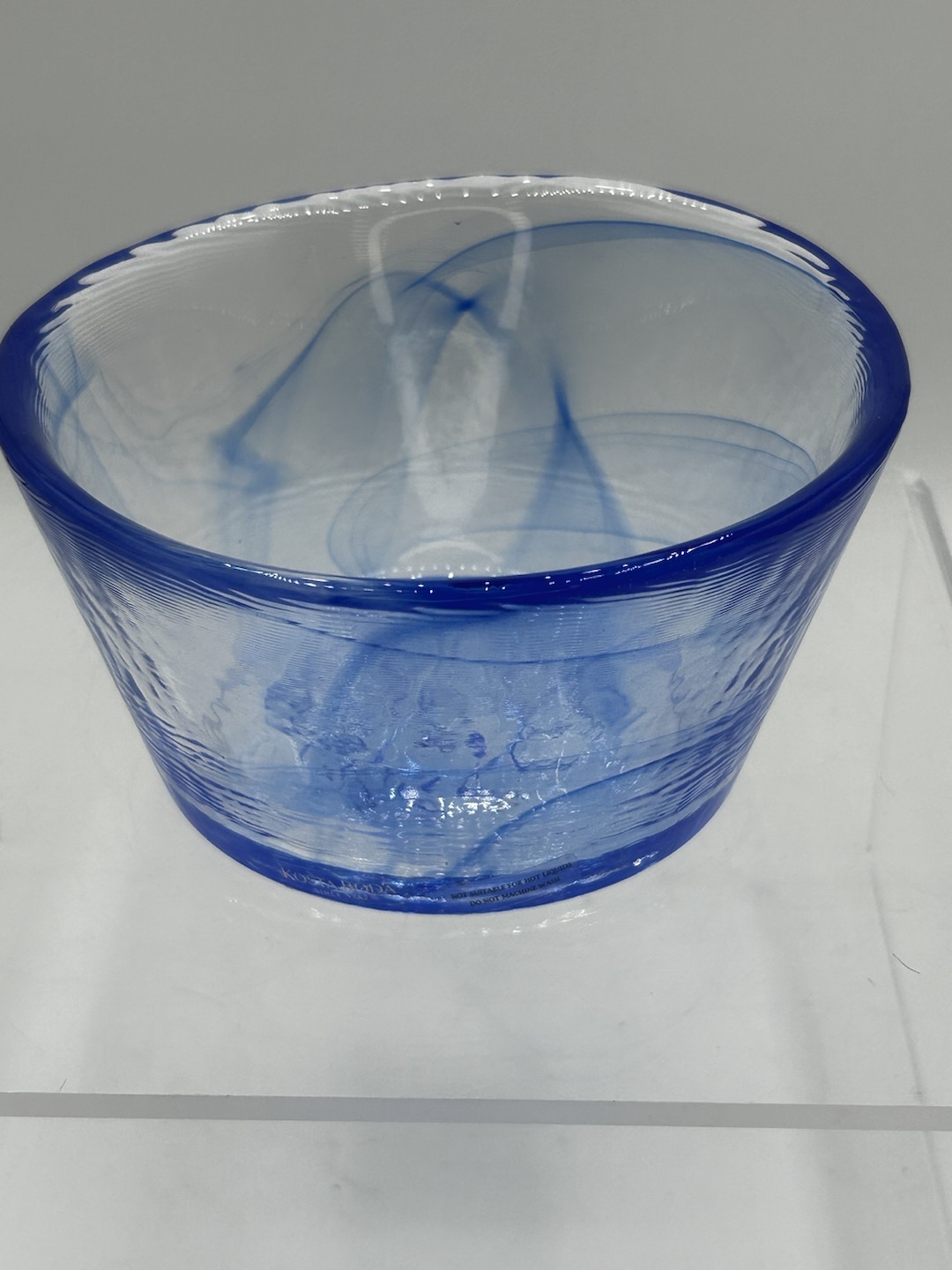 🌊Kosta Boda Blue Swirl Art Glass Bowl Signed UHV Ulrica Hydman Vallien 5 in