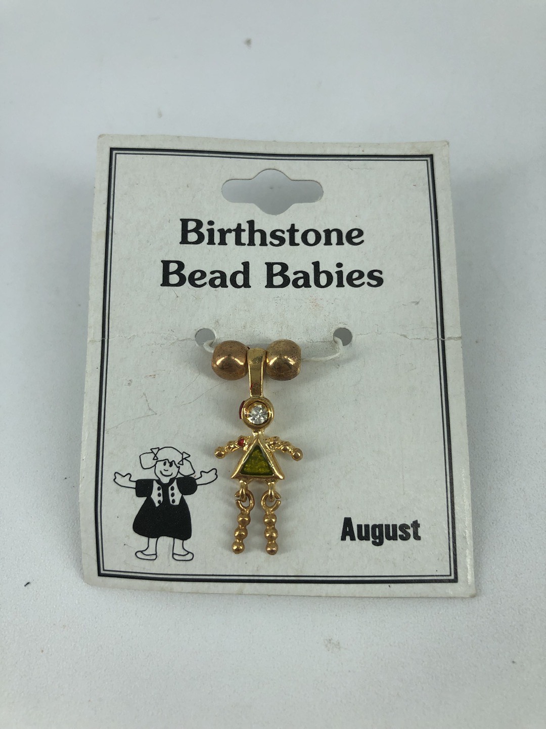 Birthstone Bead Babies Gold-Tone August Necklace Pendant