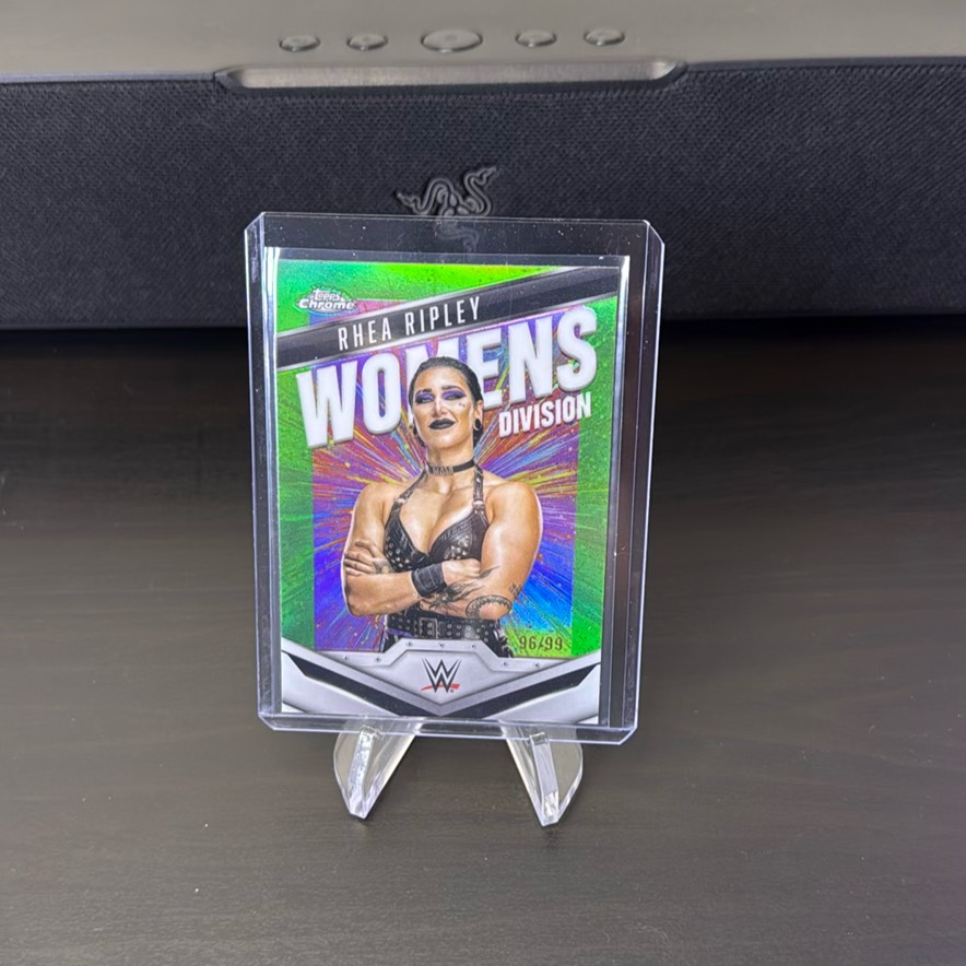 2025 Topps Chrome WWE Rhea Ripley Women's Division Neon Green Refractor ...