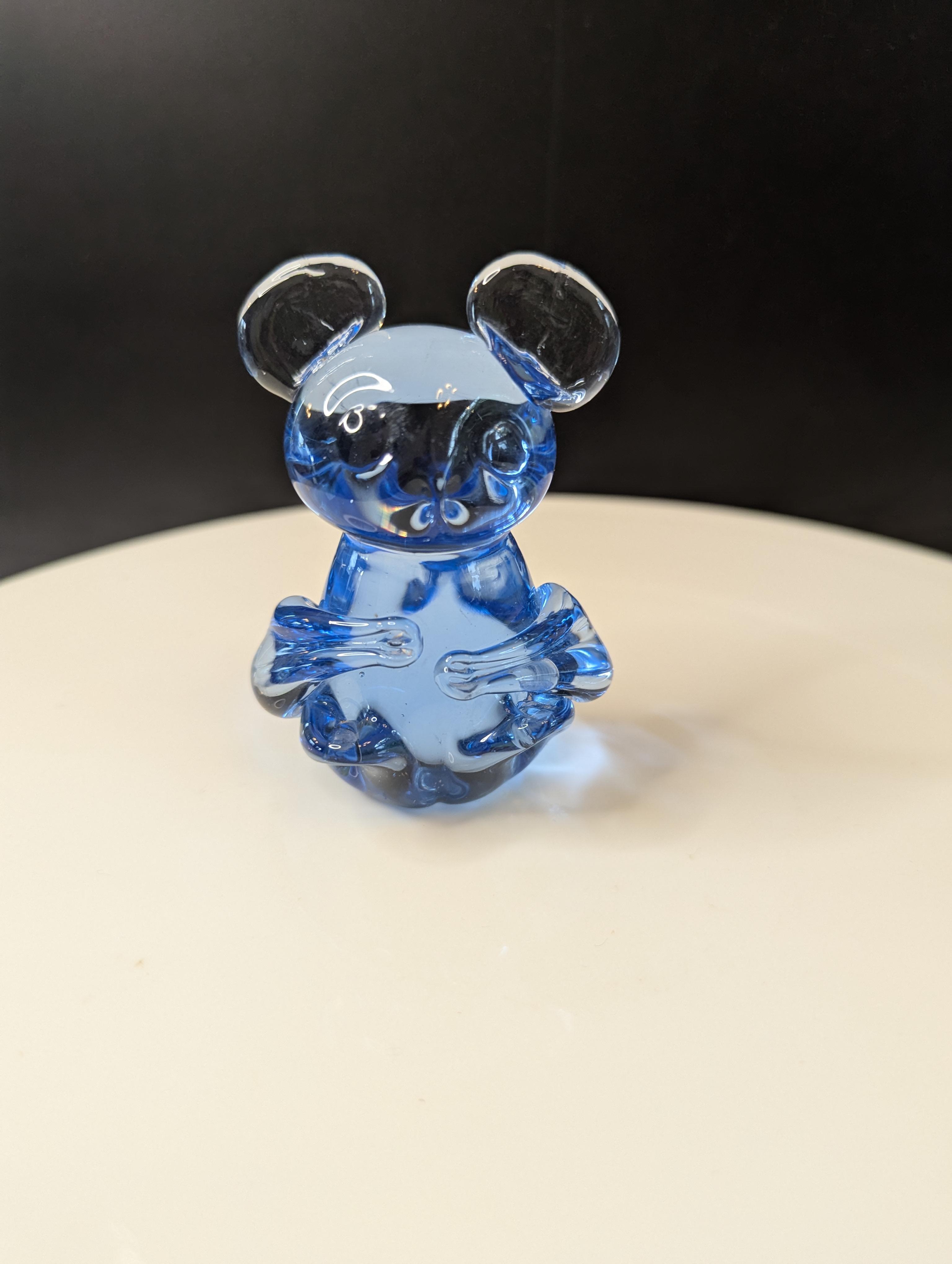 Vintage Handblown Blue Glass Mouse Figurine, Adorable Collectible