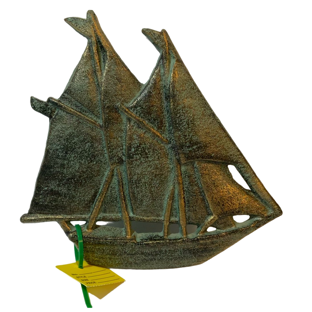 Vintage Etched Brass Or Cast Iron Sailing Ship Wall Hanging ...