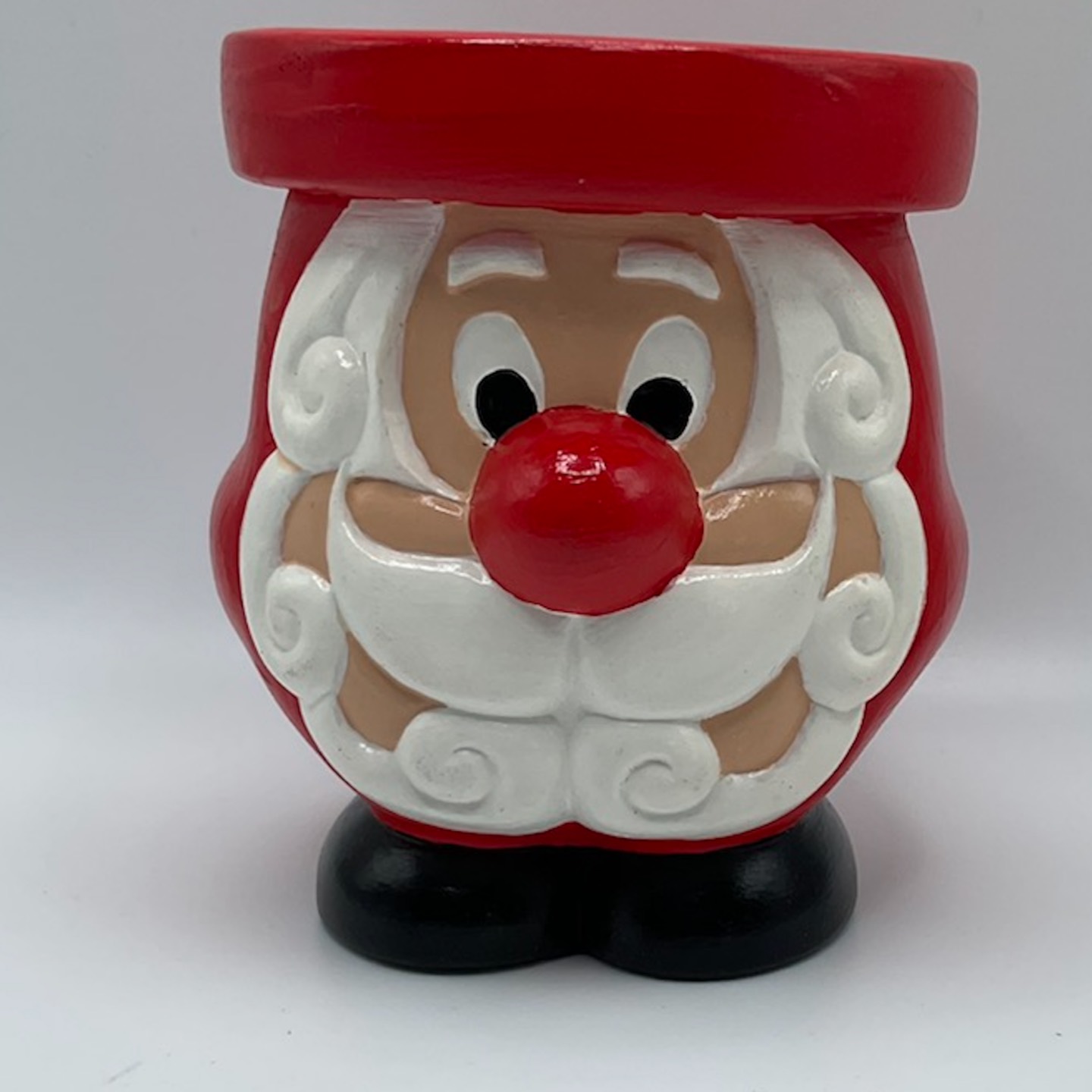 Vintage Derpy Looking Red Santa Claus Ceramic Pillar Candle Holder ...