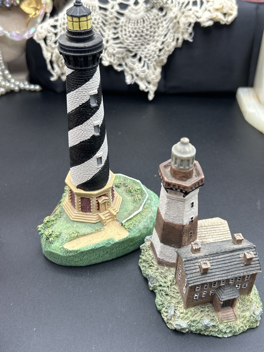 Set of 2 Lighthouse Figurines – Scaasis Originals Cape Hatteras ...