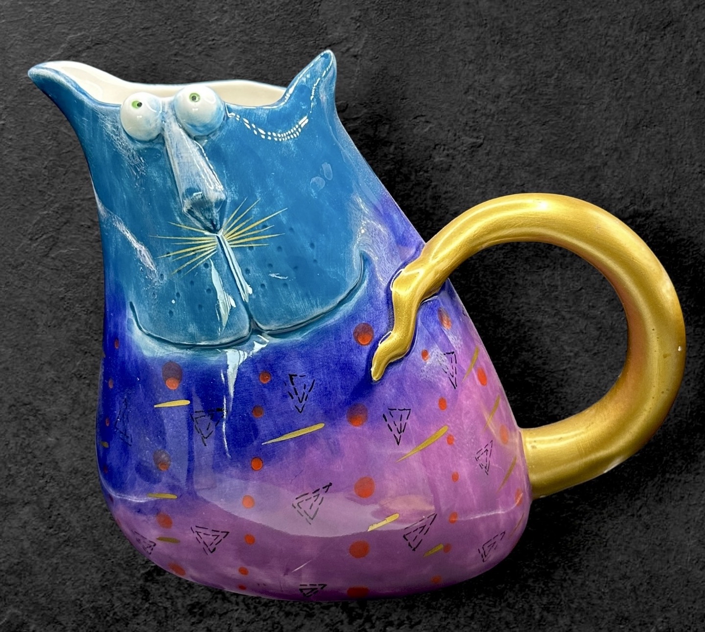 Large Whimsical Figural Cat Pitcher Weirdo - Handpainted By Studio ...