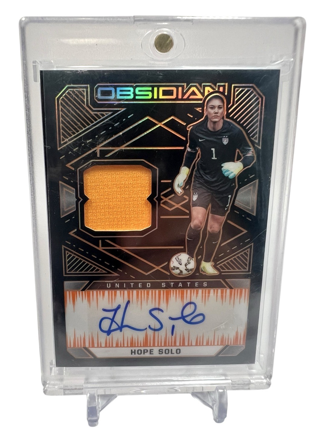 Hope Solo 2021 Panini Obsidian Orange Etch Autograph Patch 11/25 USA Ja-HSO