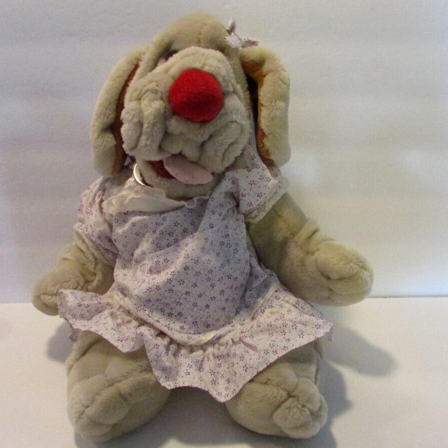 vintage Ganz Bros Wrinkles dog stuffed animal hand puppet in floral ...