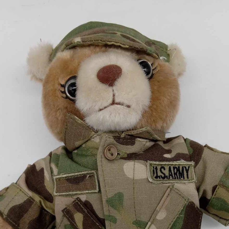 Female Army bear, plush, military, camo