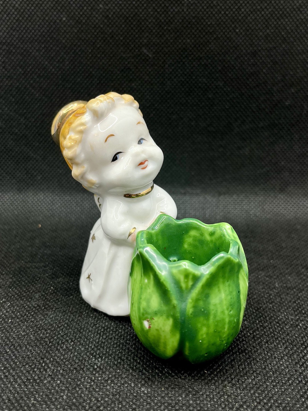 Vintage Ceramic Christmas Angel Planter Figurine Toothpick Holder Japan