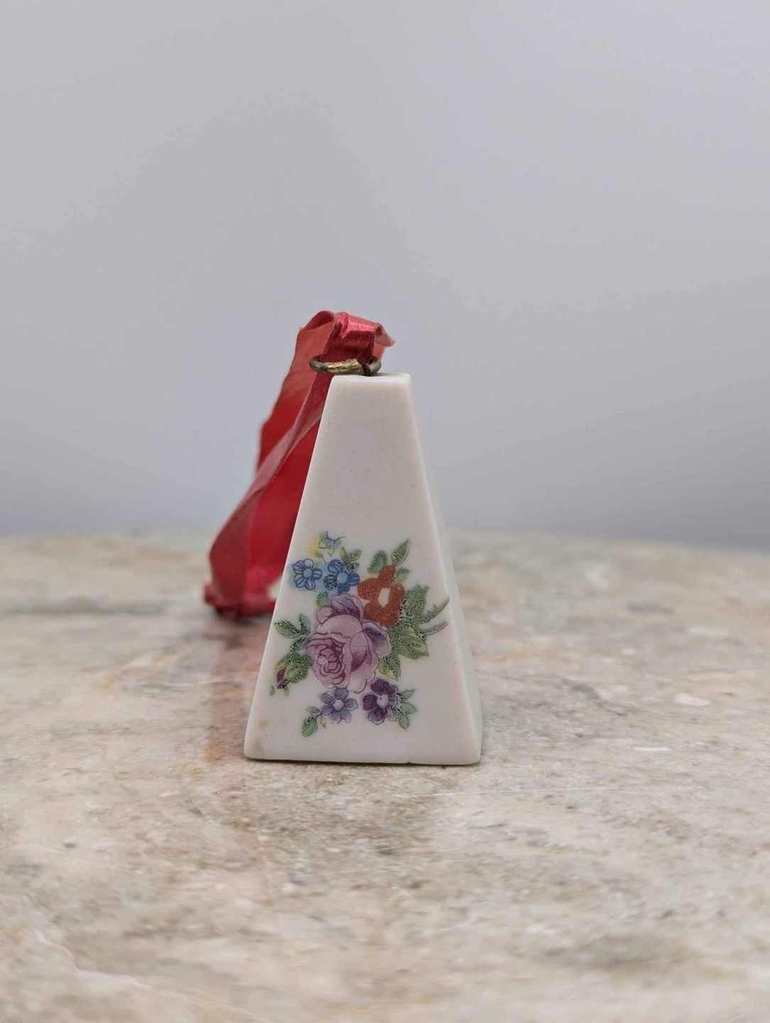 Antique Miniature Bell With Painted Flowers 1 3/4" X 1" X 1"