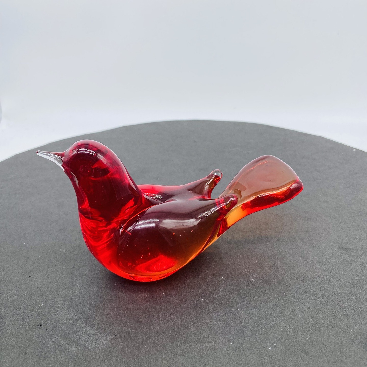 Italian Red Cardinal Art Glass Vintage Bird of Love Amberina