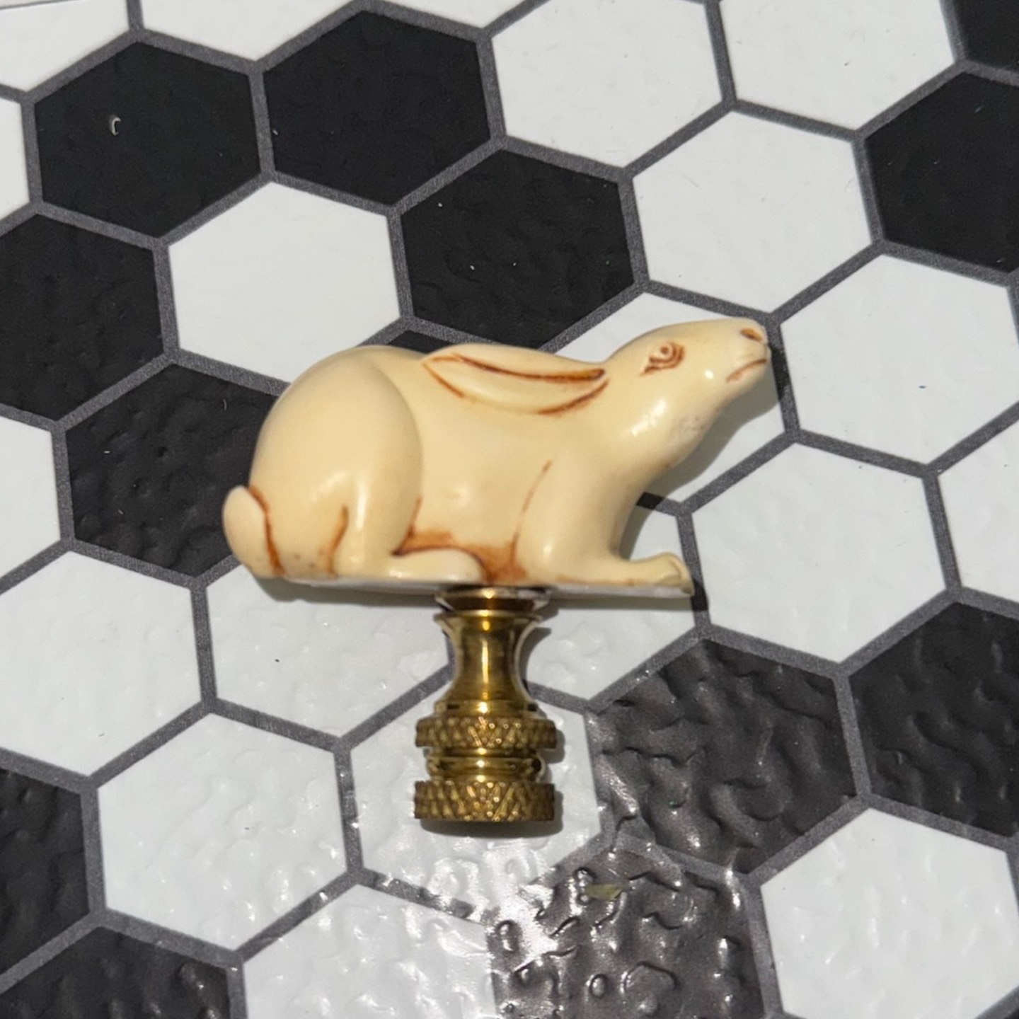 Carved Rabbit Lamp Finial