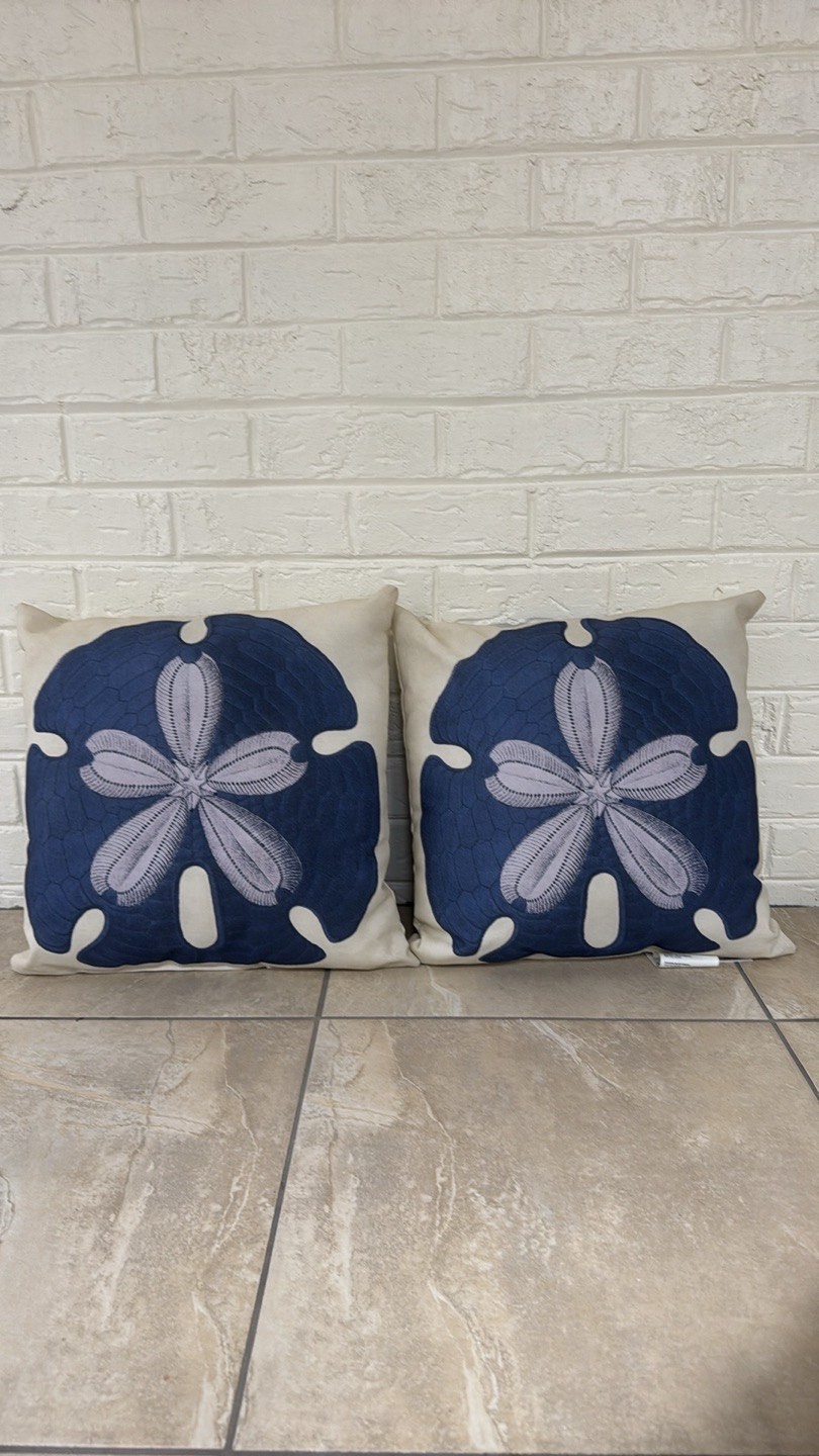 Climaweave sand dollar Pillows sea life 18" Indoor/Outdoor set of 2 ...