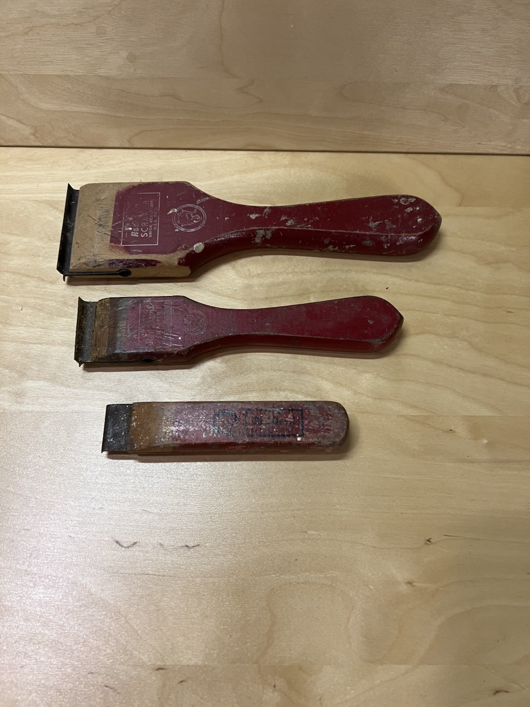 Old Red Devil Paint Scrapers No.10 No.30 No.40