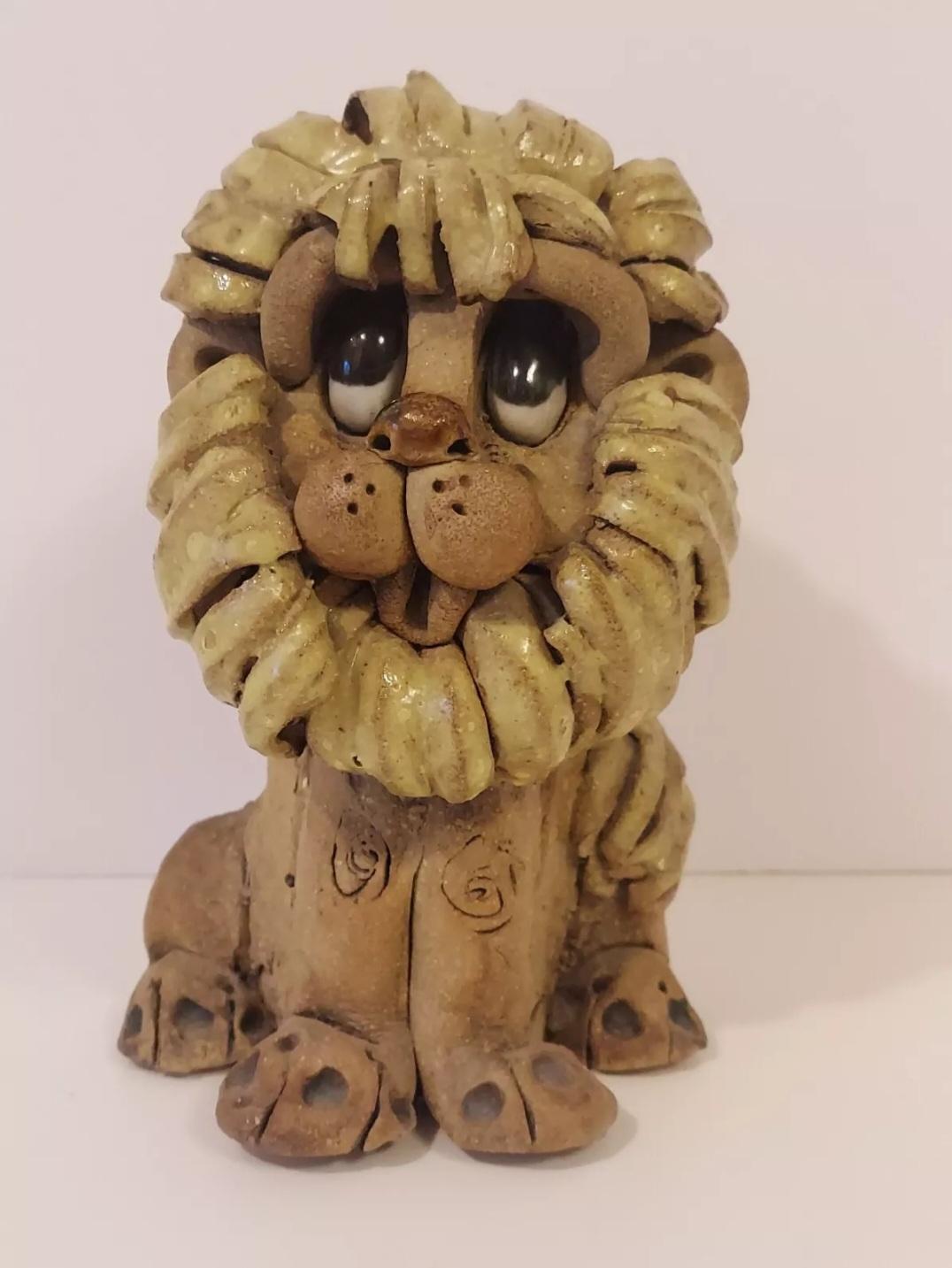 Vintage Max Hindt Handmade Ceramic Lion Figure Signed