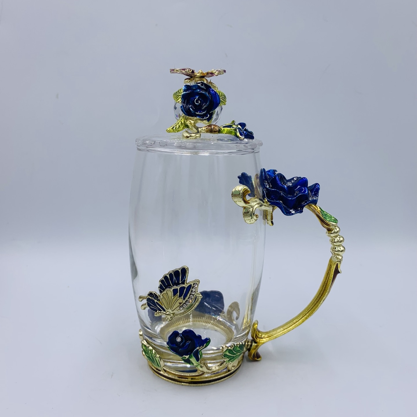 58. Arc Of France Bejeweled Enamel Glass Coffee Cocktail Mug With Lid