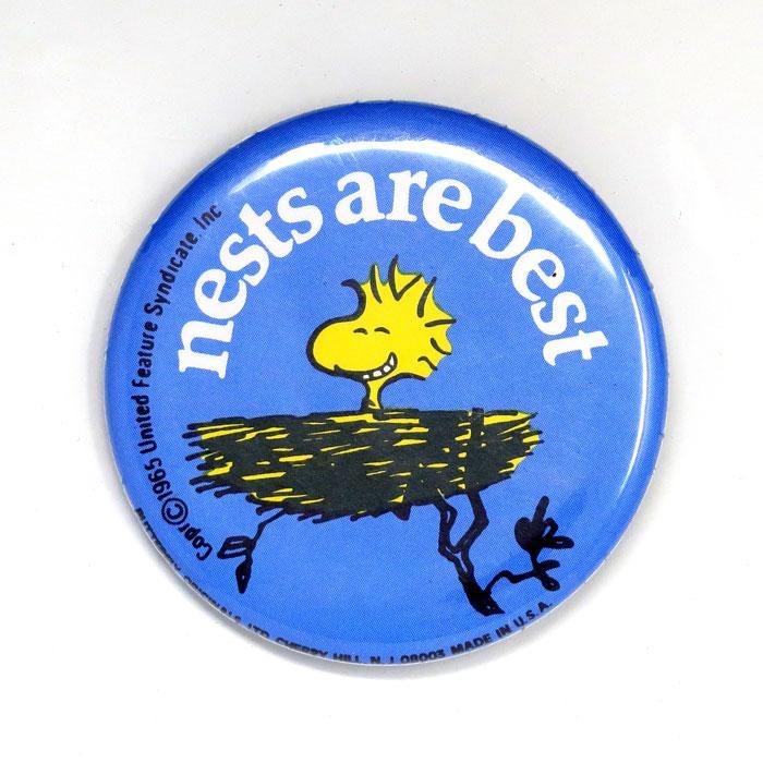 Woodstock 'Nests Are Best' Button - Peanuts Collectible