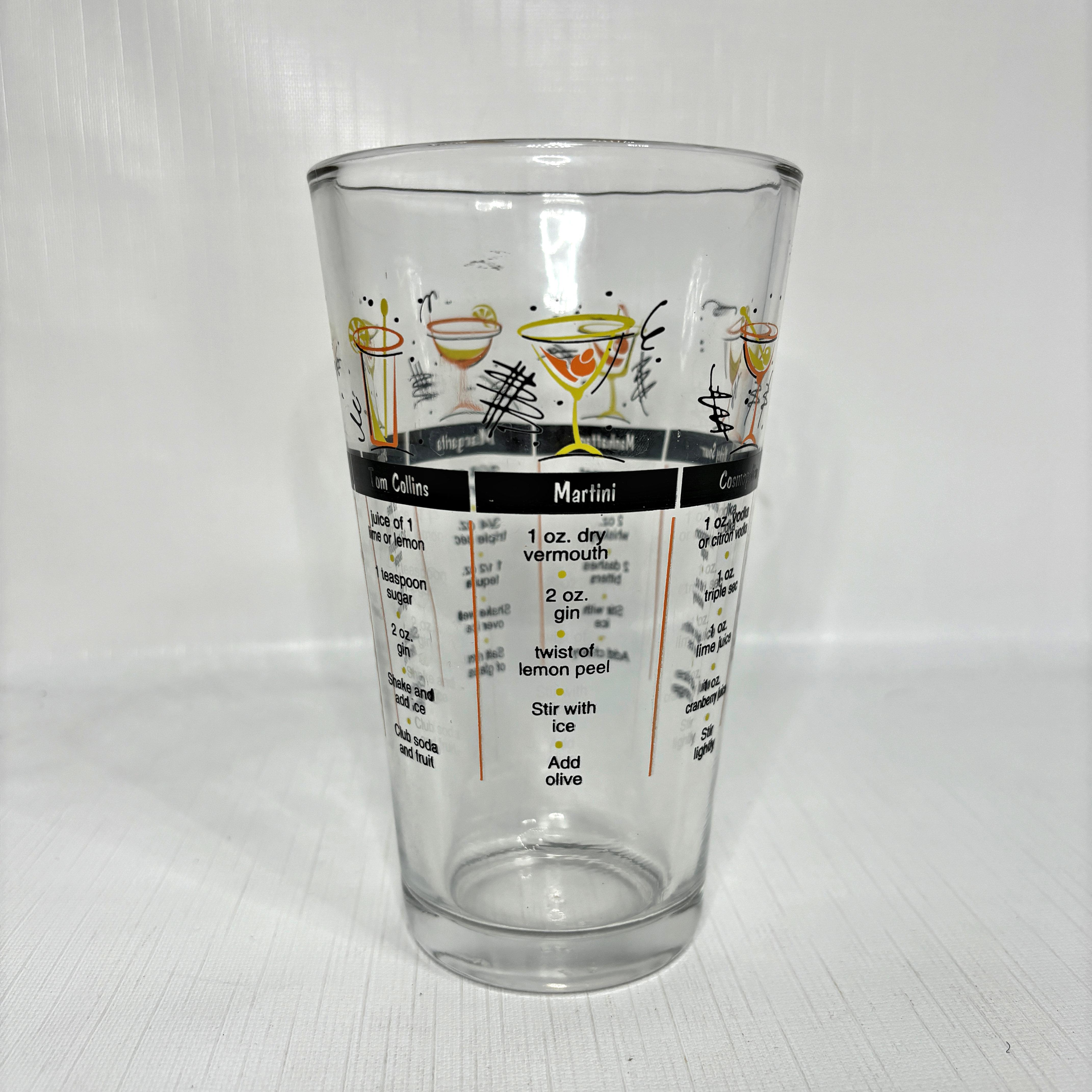 Glass Cocktail Mixer Shaker Set Drink Recipes Barware Strainer Mid ...