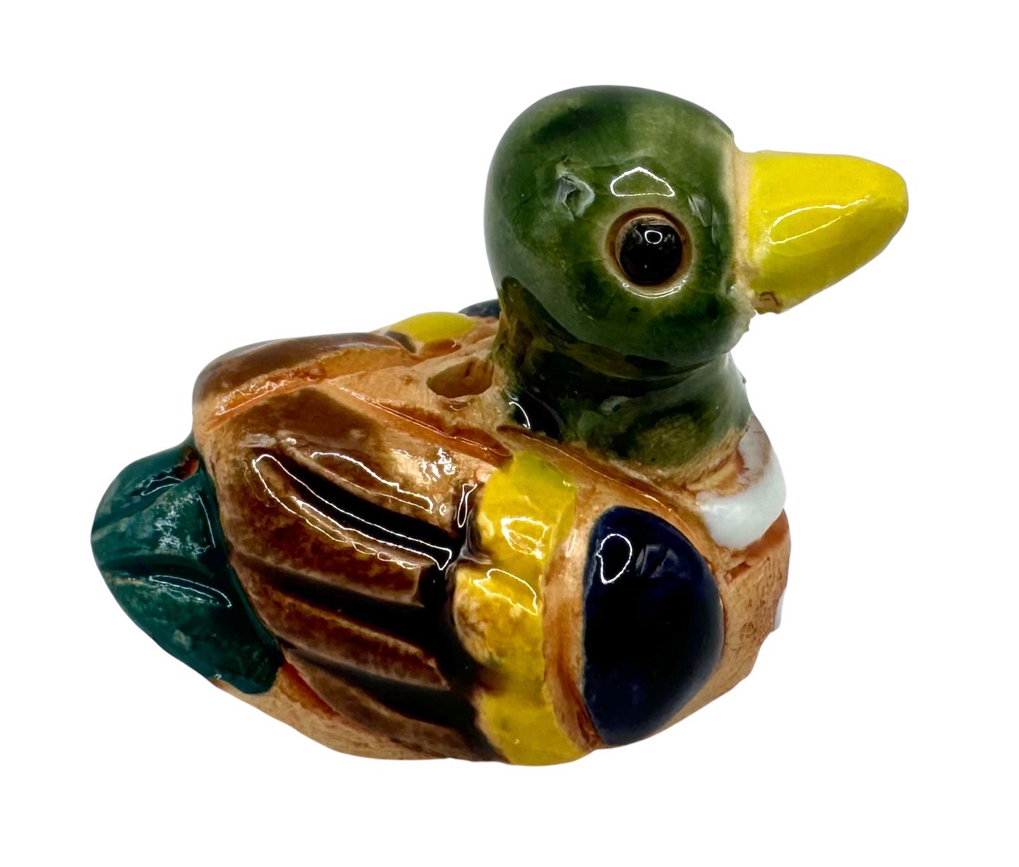 Miniature Pottery Figurine Bead Made in Peru Duck Bird 1.25”