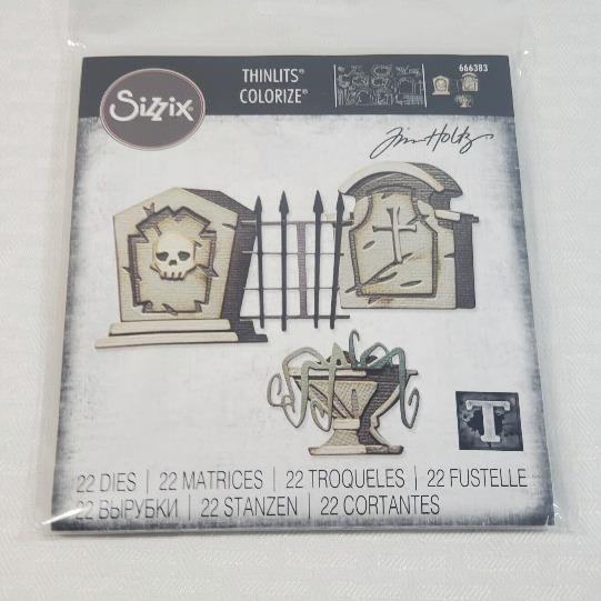 Sizzix Tim Holtz Graveyard, Colorize Halloween Thinlits Die Set 22PK