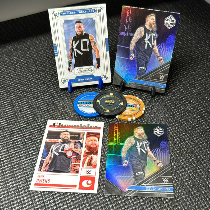 Kevin Owens 4 Card Lot. Timeless Treasures 63/99 Limited Rainbow X2 And ...