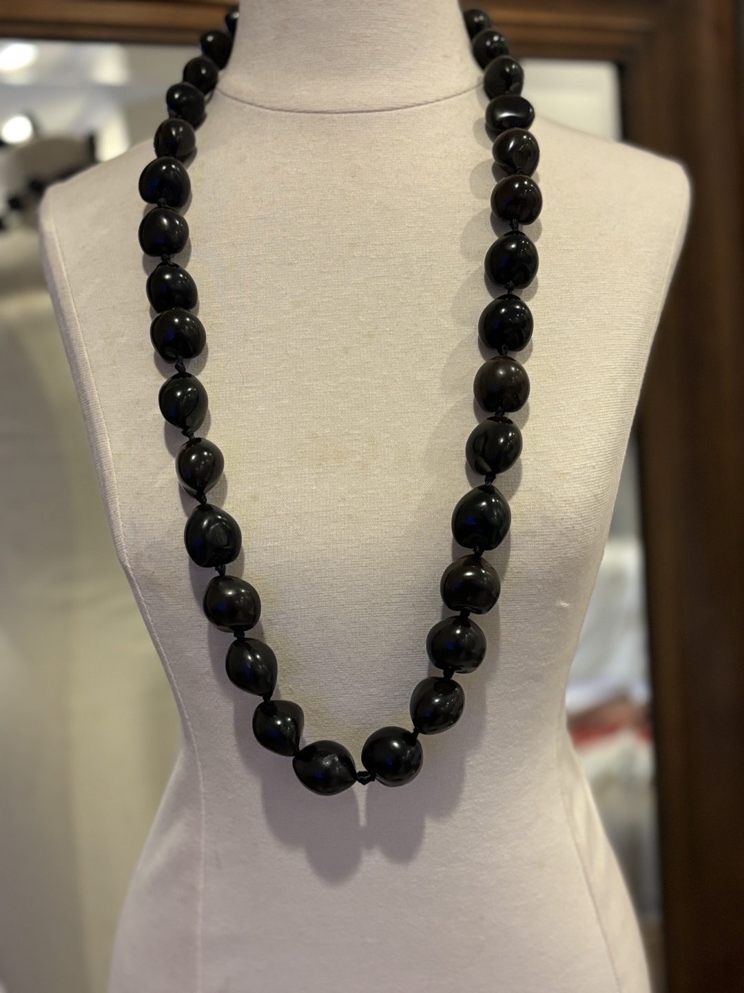 Hawaiian Jewelry 34" Strand Brown Large Kukui Nut Bead Necklace