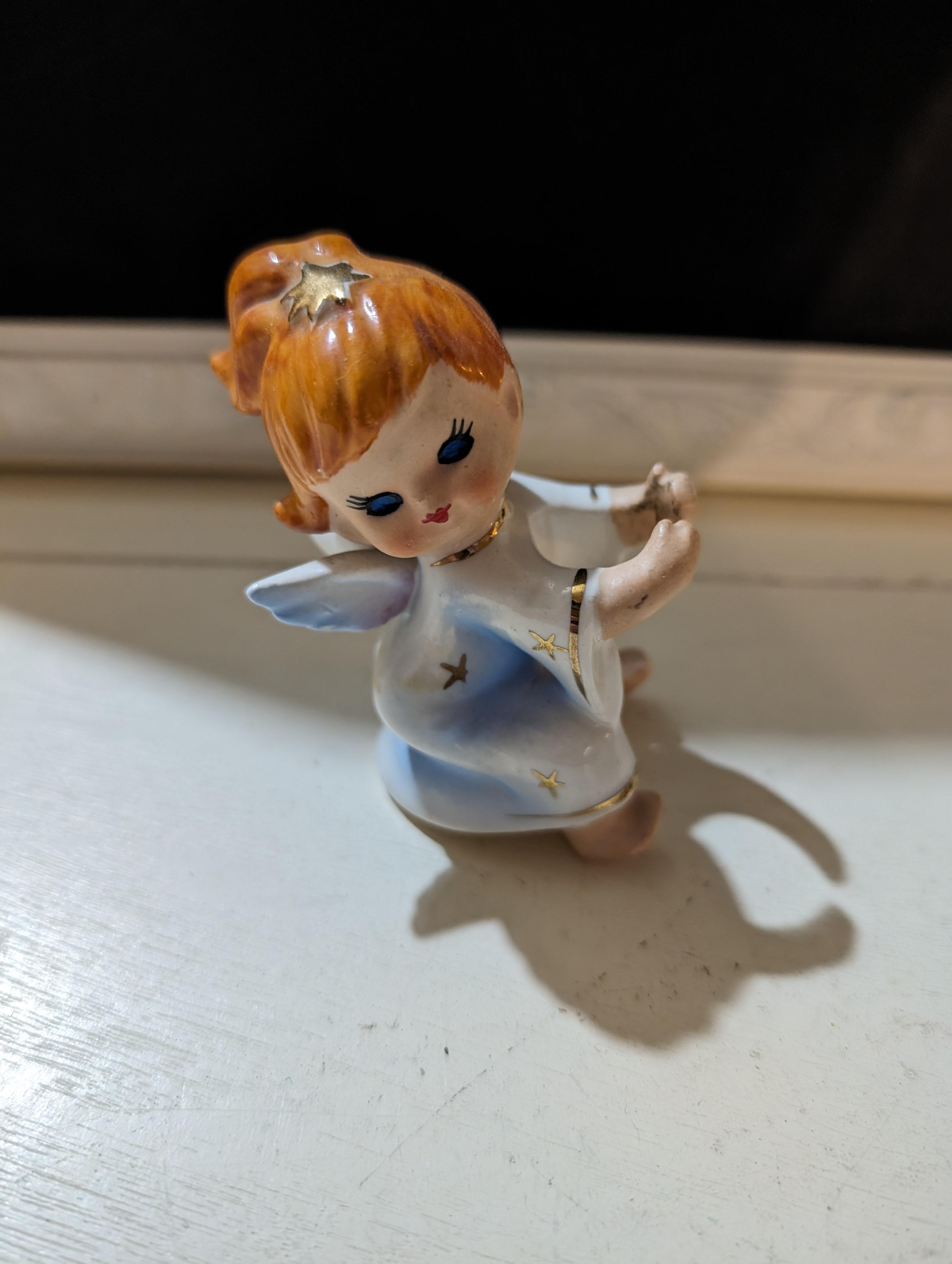 Vintage Lefton Ceramic Angel Candle Hugger.