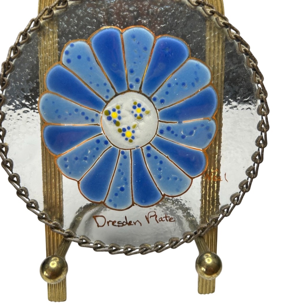 Pair Of Signed (Neal) Handpainted Hanging 5” Glass Encased In Metal ...