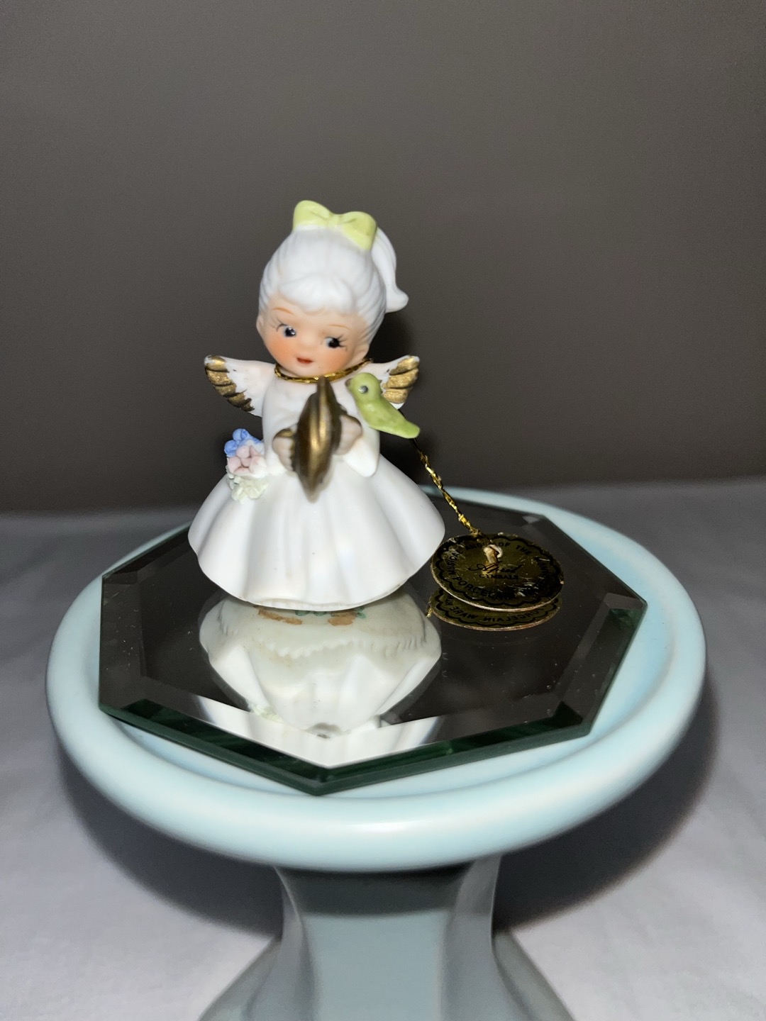 22 Napco Bisque Angel Playing Cymbals Orig Gold Tag