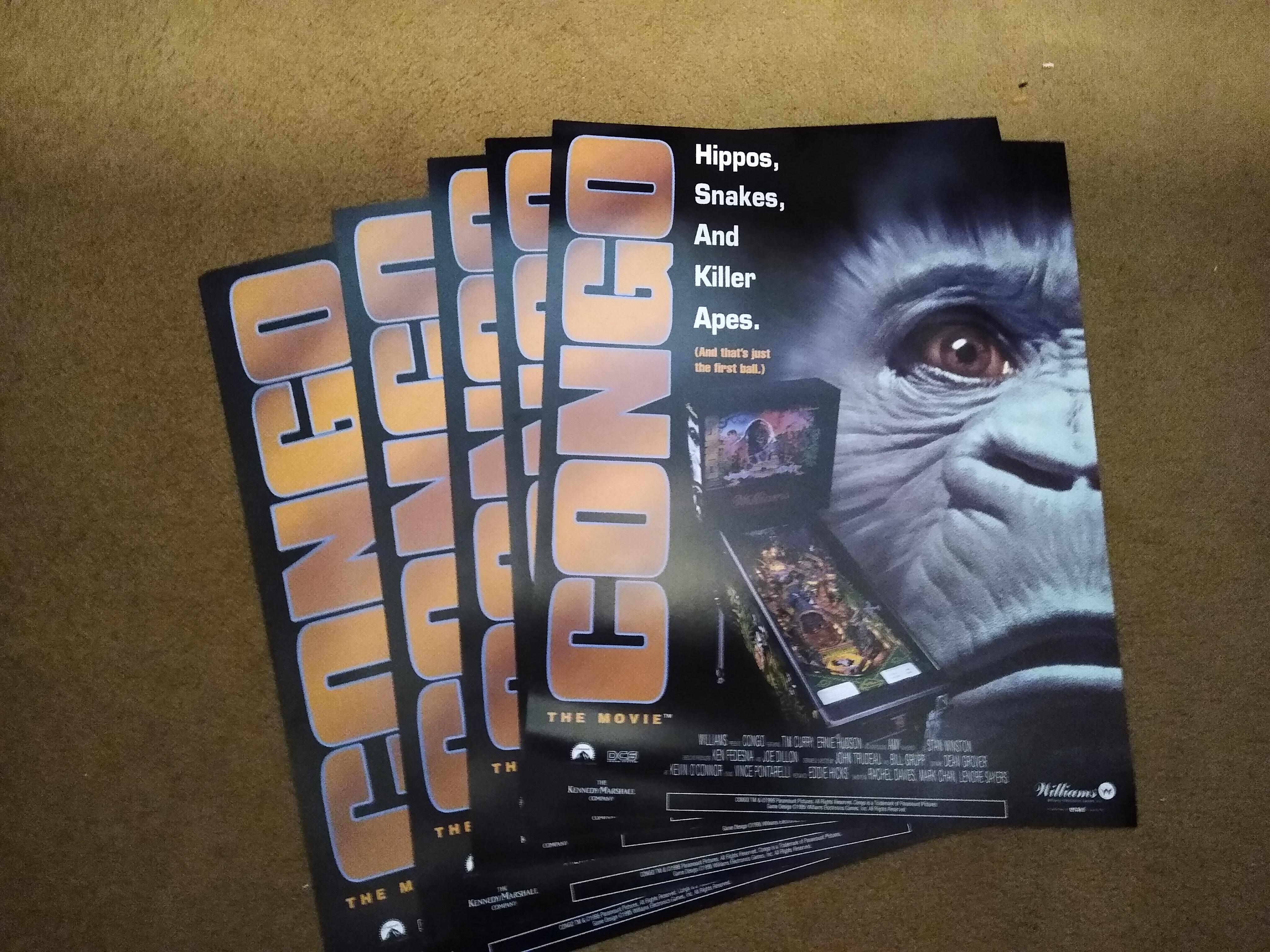 Congo Pinball Machine Lot Of 15 Wall Posters 28" x 22" UNUSED Old Stock ...