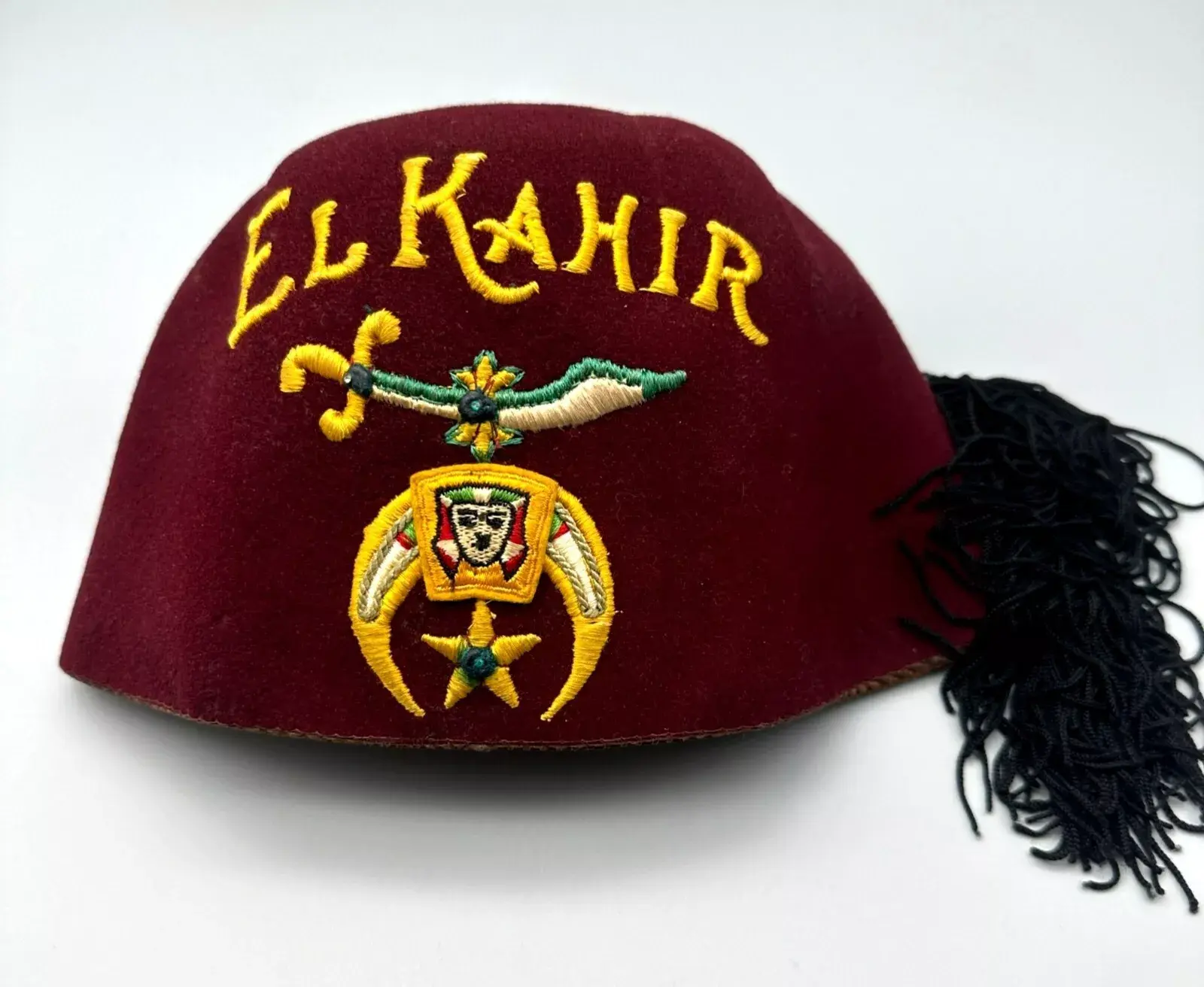 Vintage El Kahir Shriners Fez Cap Iowa With Embroidered Emblem & Tassel ...