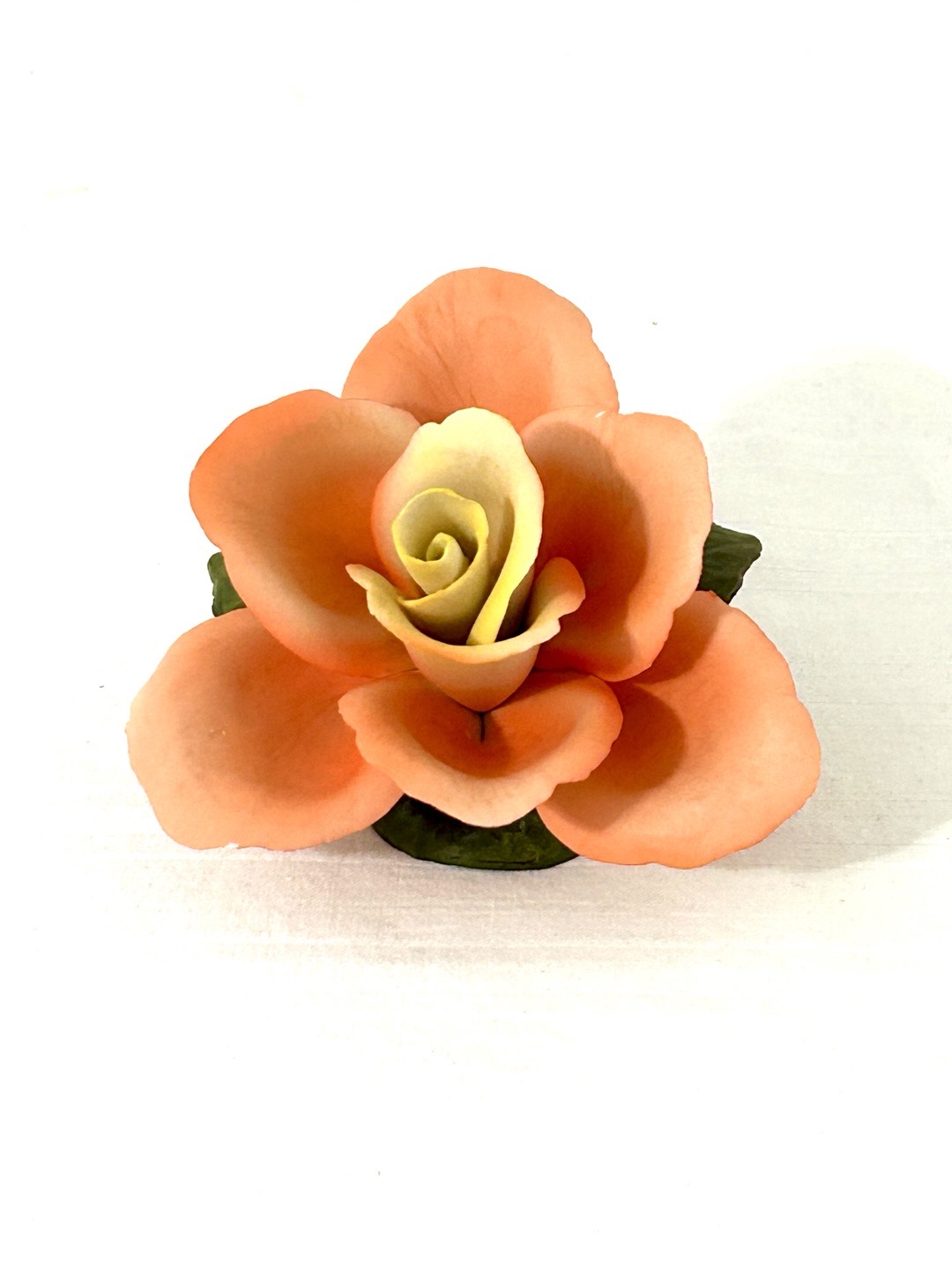 CAPODIMONTE ITALIAN PORCELAIN PEACH ROSE FLORAL FIGURINE VTG MADE IN ITALY