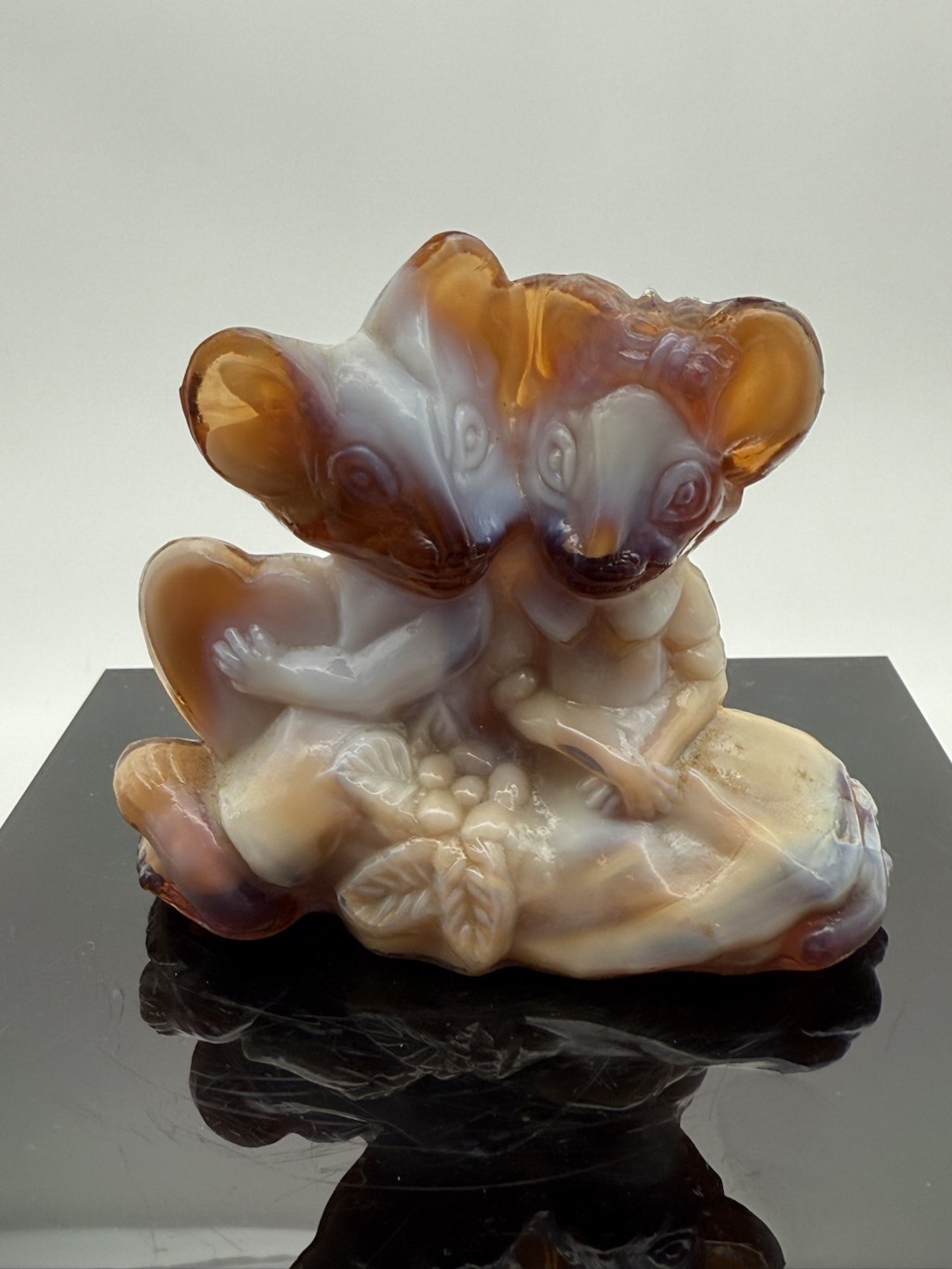 🐭 Imperial Glass Slag Glass Brown White Mouse Mice Figurine 🐭
