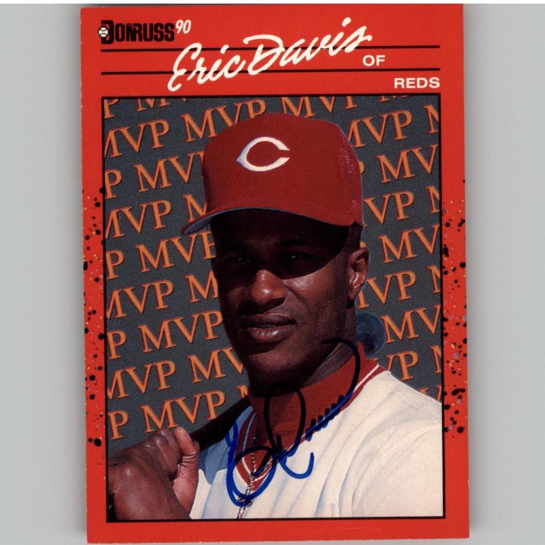 Eric Davis Signed Cincinnati Reds 1990 Donruss MVP Baseball Card #BC-23