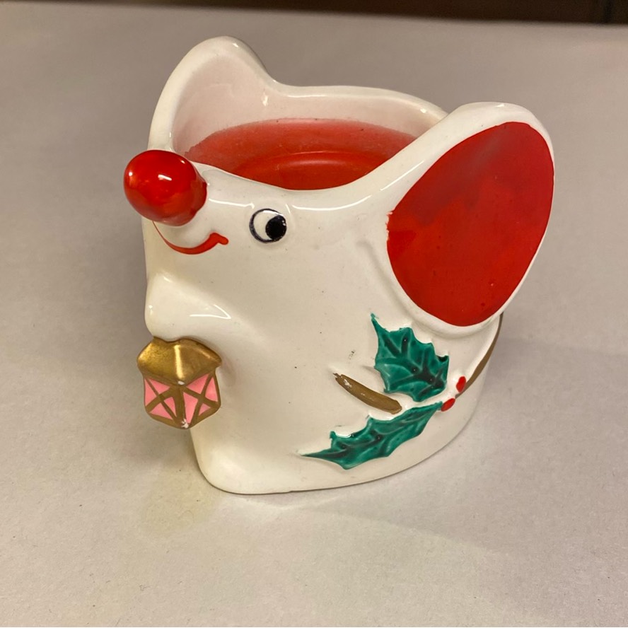 Colonial Mouse Christmas Used Candle Holder