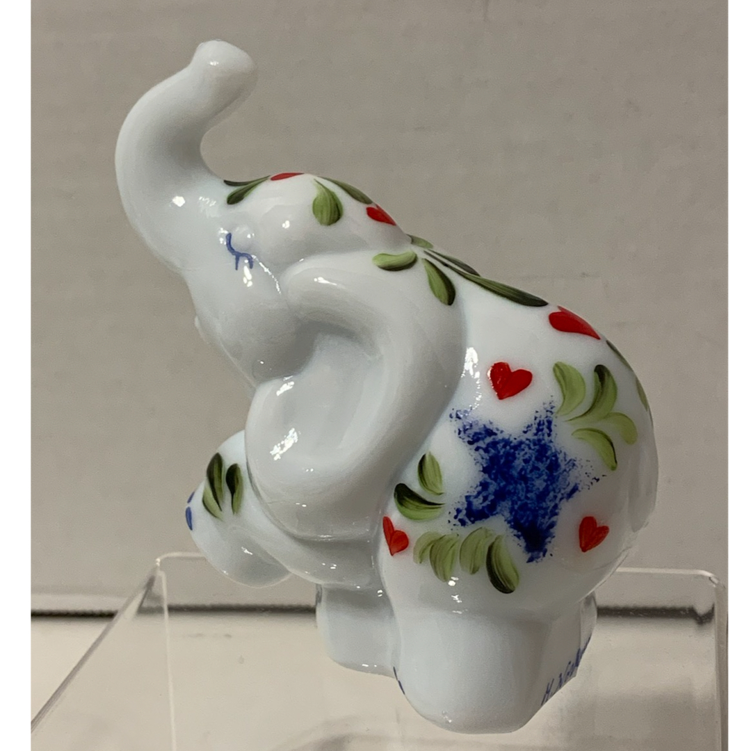 Fenton 4th of July Holiday Parade Handpainted Trunk Up Elephant - Workman