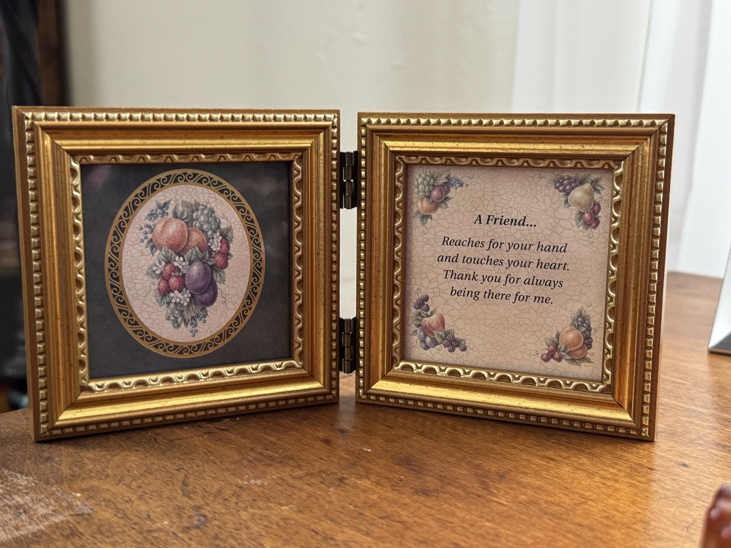 Vintage 1999 Hartfelt Collection Friend Print Double Hinged Frame Glass ...