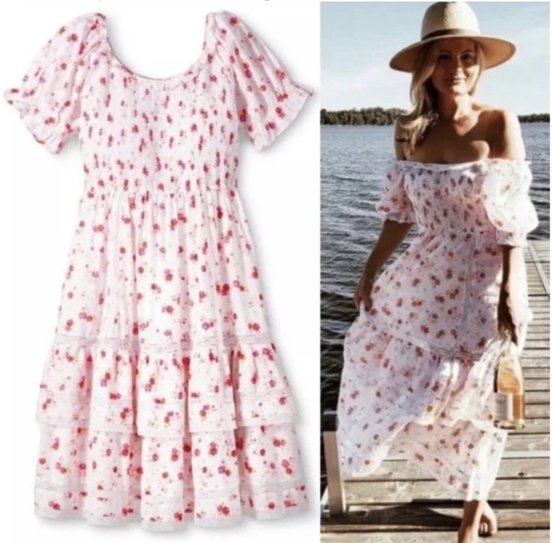 NWT LoveShackFancy X Target Floral Puff Sleeve Ruffle Maxi Dress. Size ...