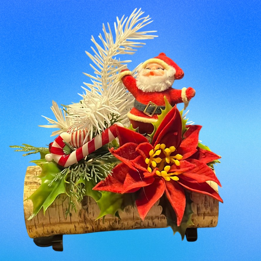 26. Vintage Santa Yule Log Decoration/Log Santa Decoration/Christmas ...