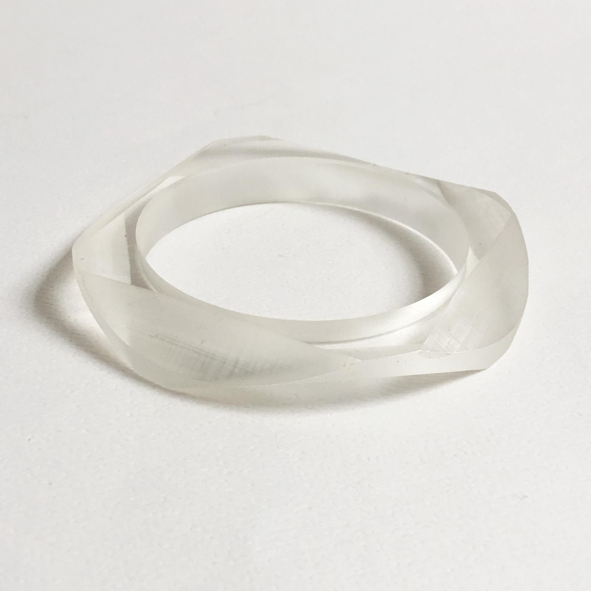 Clear Plastic Acrylic Modernist Faceted Runway Bangle