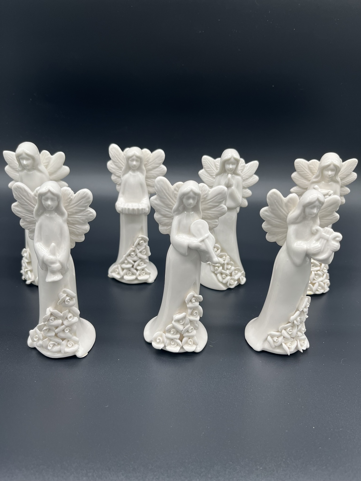 Vintage Ceramic Angel Figurines - Set of 7 White Porcelain-Style ...