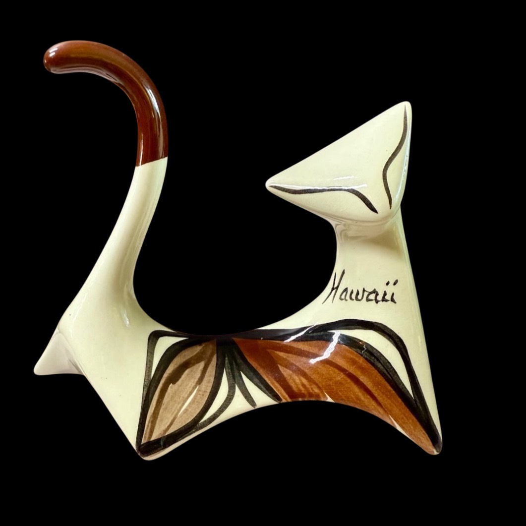Porcelain MCM Atomic Cubist Cat Figurine - Hawaii