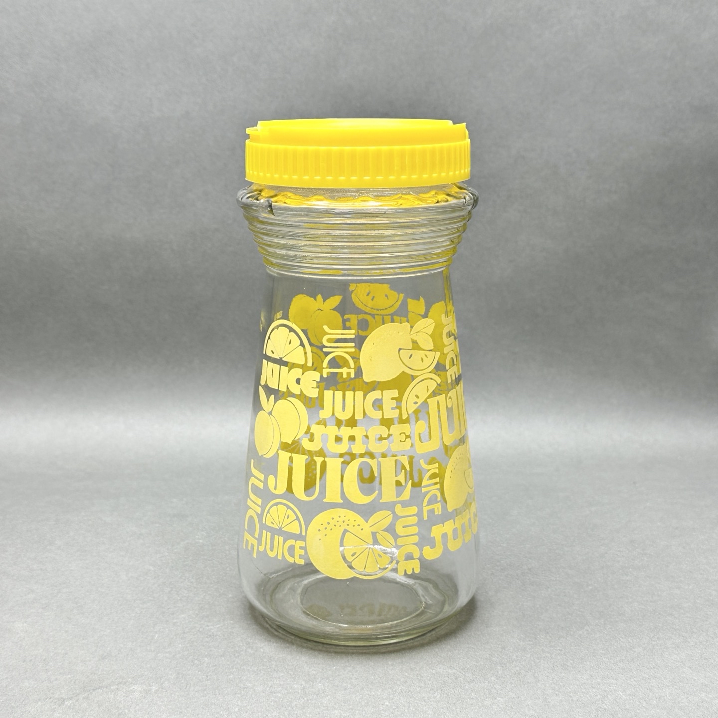 Vintage MCM Anchor Hocking Clear Glass Juice Pitcher With Yellow ...