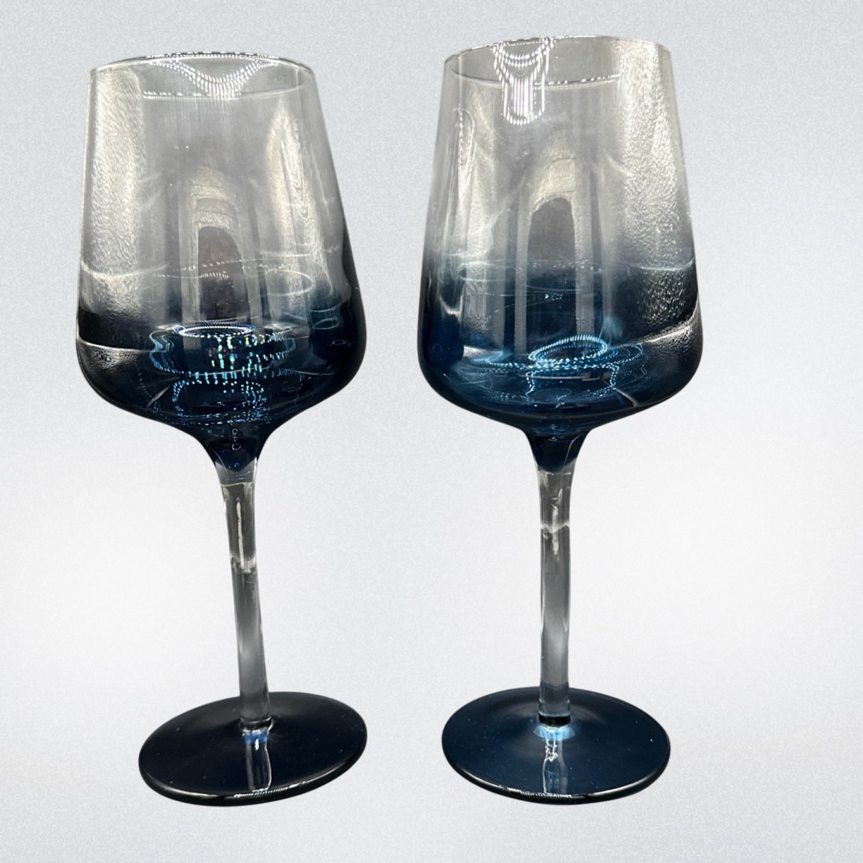Pier 1 Elemental Blue To Clear 8.75" Goblet Water/Wine Glass Set Of 2 ...