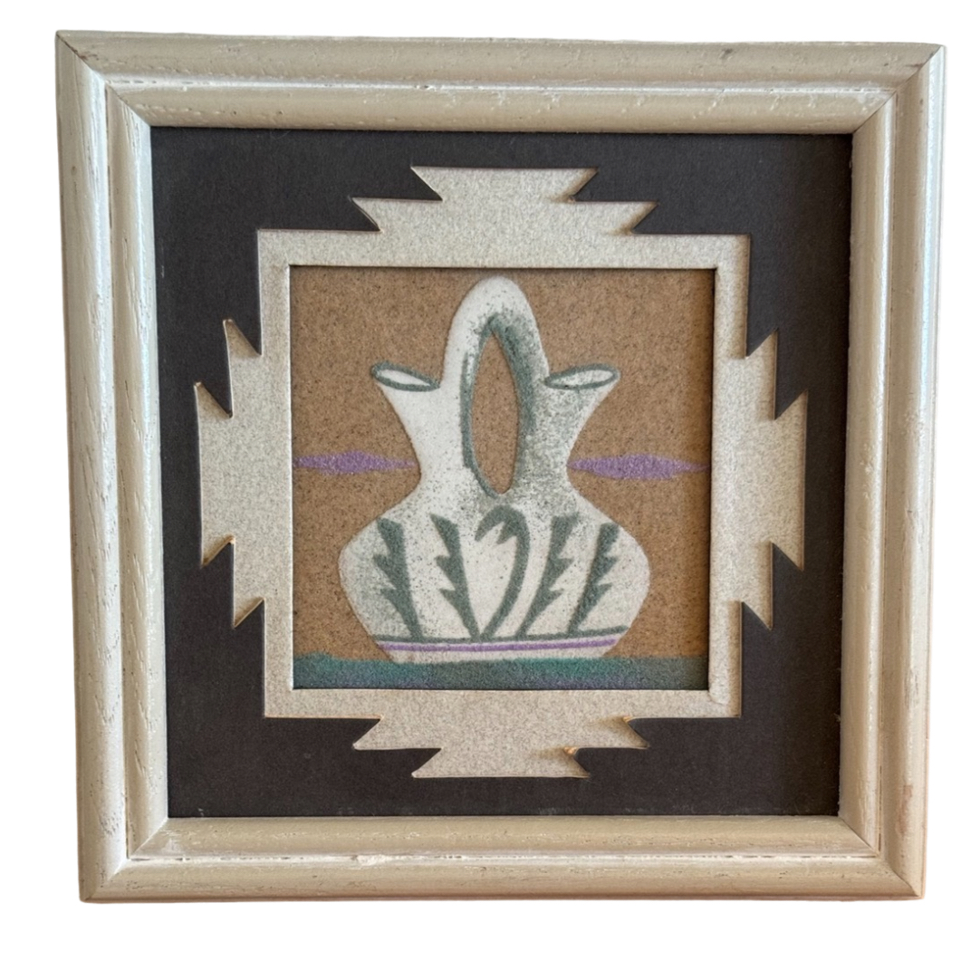 Native American Sand Art Pottery Framed